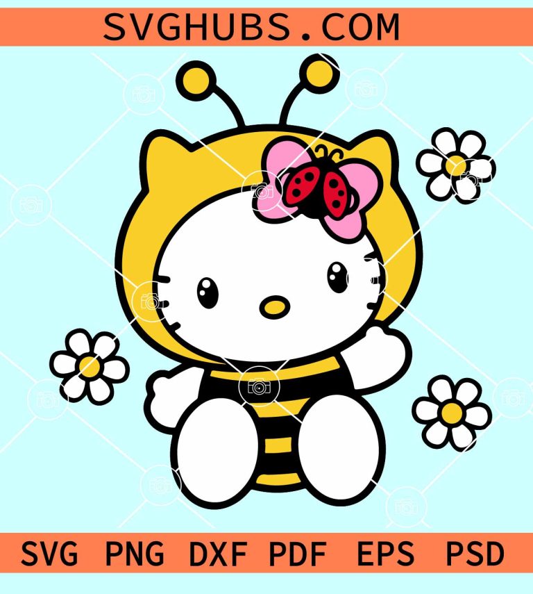 Hello Kitty Flower Bee SVG, Hello Kitty Bee SVG, Sanrio SVG, Kawaii Cat SVG