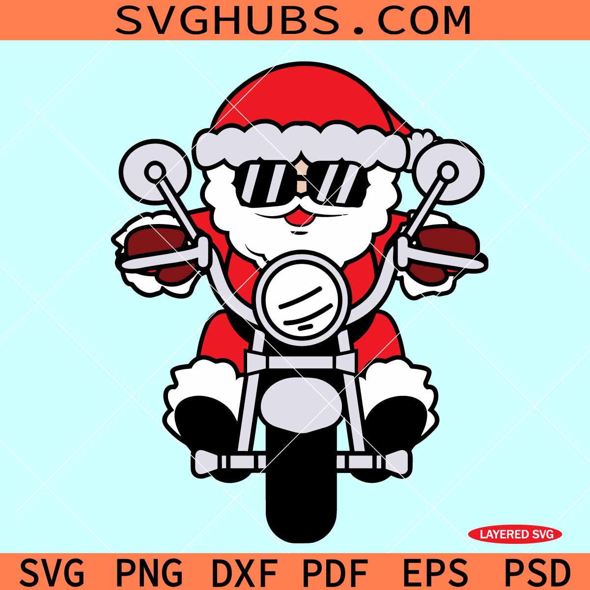 Biker Santa SVG, Biker Christmas svg, Santa clause riding bike svg