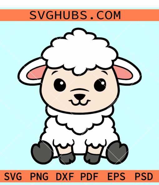 Cute Baby Sheep SVG, little lamp SVG, lamp clipart, farm animal svg