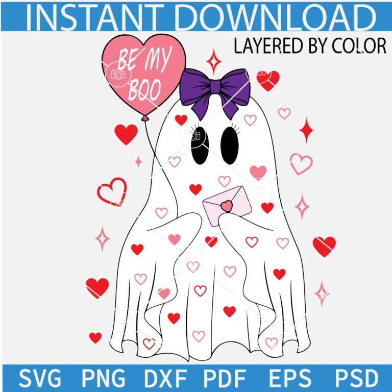 Be My Boo Ghost SVG, Valentines Day Ghost SVG