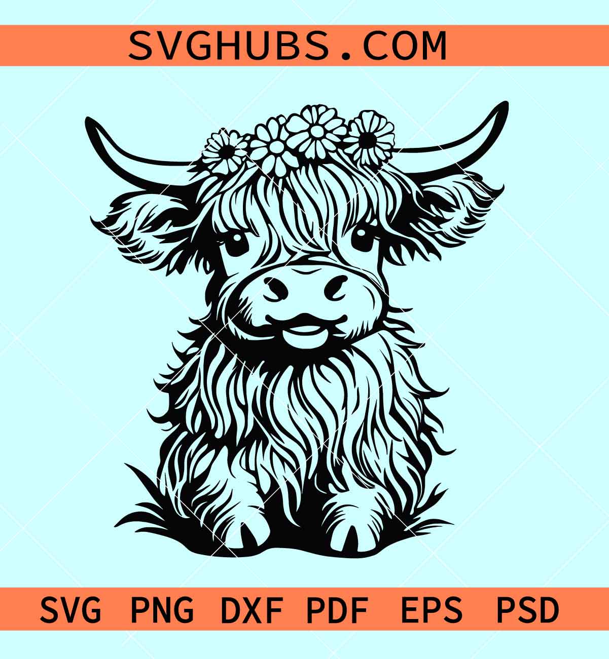 Cute baby highland cow SVG, baby highland cow svg, highland cow with ...