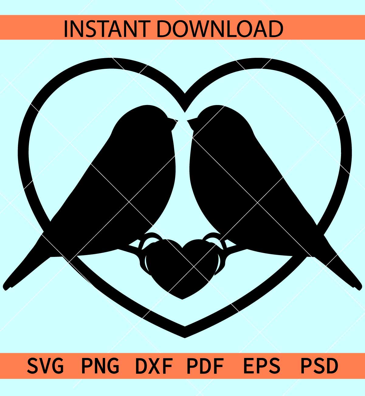 Heart Symbol With Birds SVG, Birds Inside Love Heart SVG, Birds Love SVG