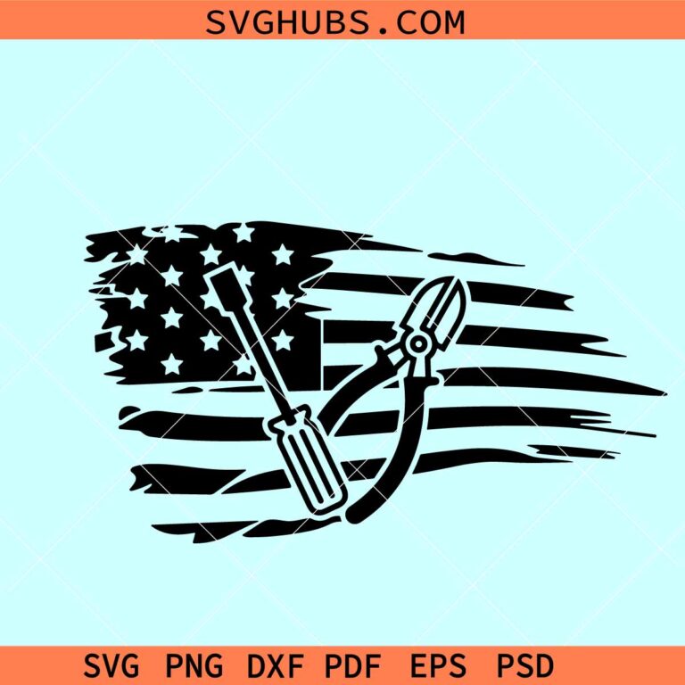 Electrician US Flag SVG, Lineman US Flag Svg, Patriotic Lineman Svg