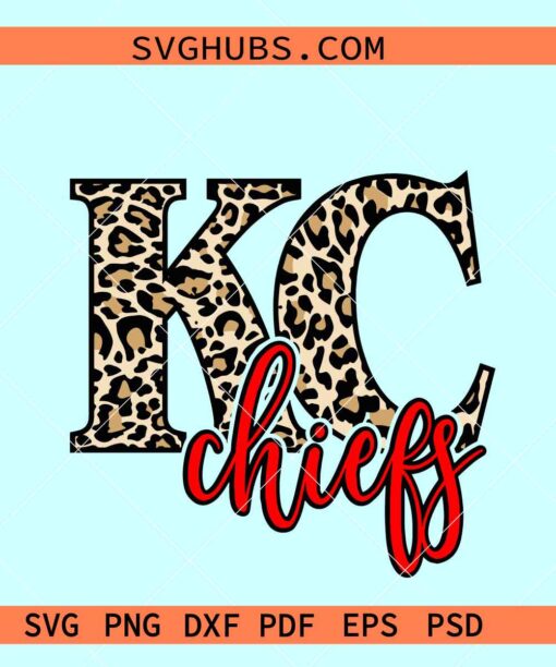 KC Chiefs Leopard Print SVG, Chiefs Football Svg, Leopard KC Chiefs SVG