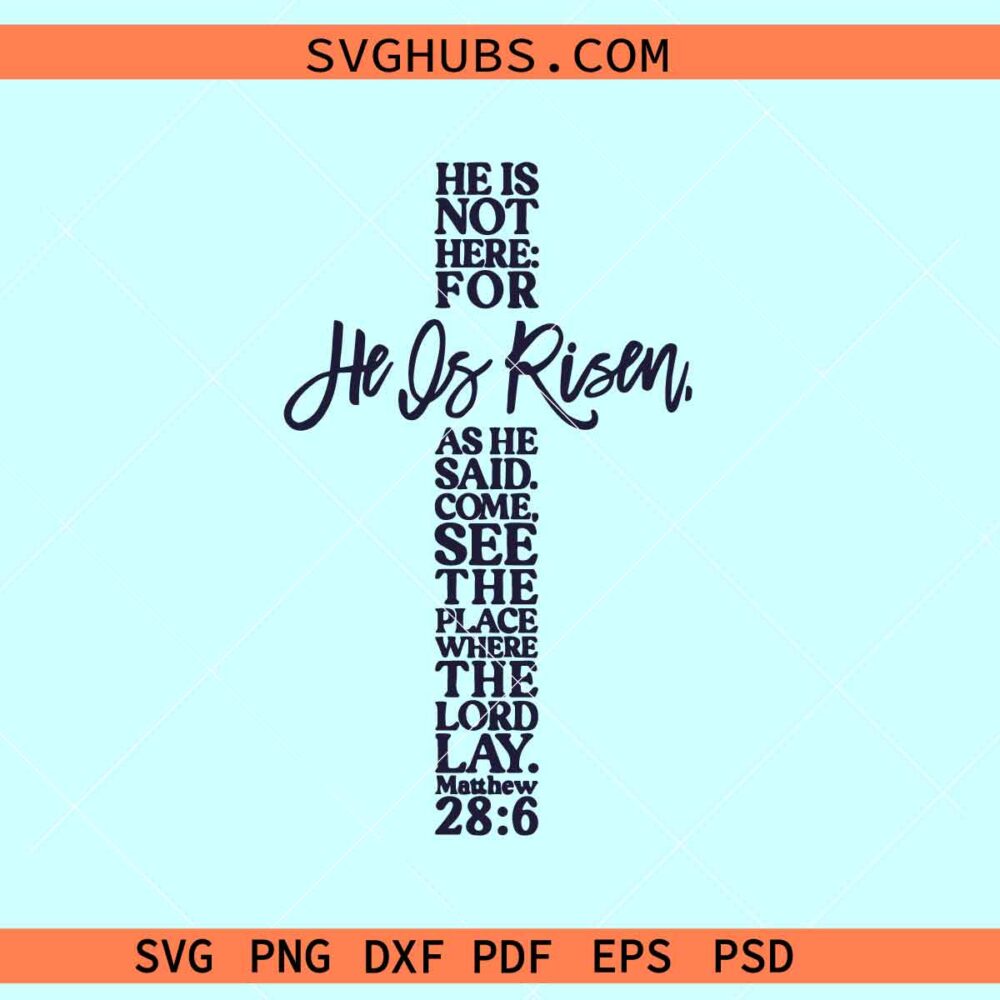 He is not here He is risen SVG, Easter Svg files, He is risen svg