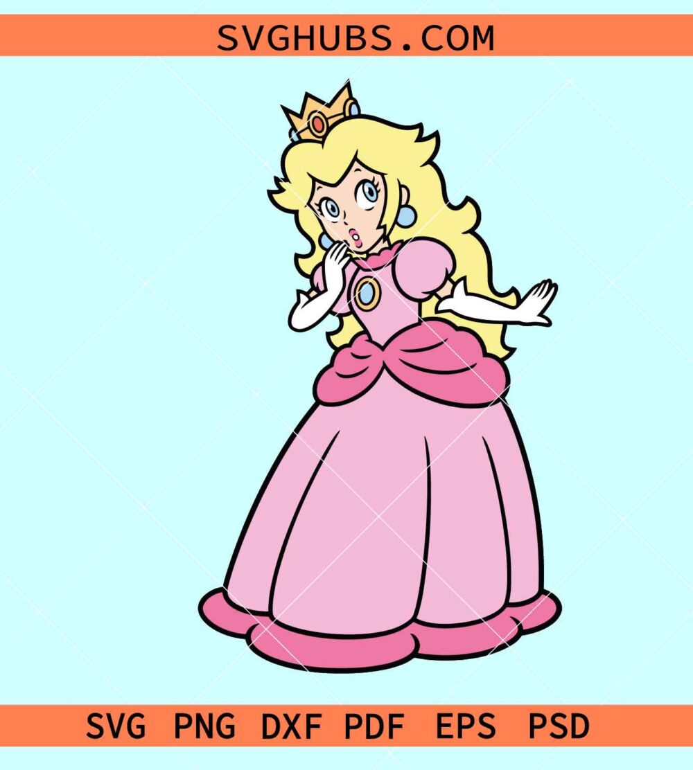 Princess peach SVG files, Super Mario svg, Disney Princess Peach svg