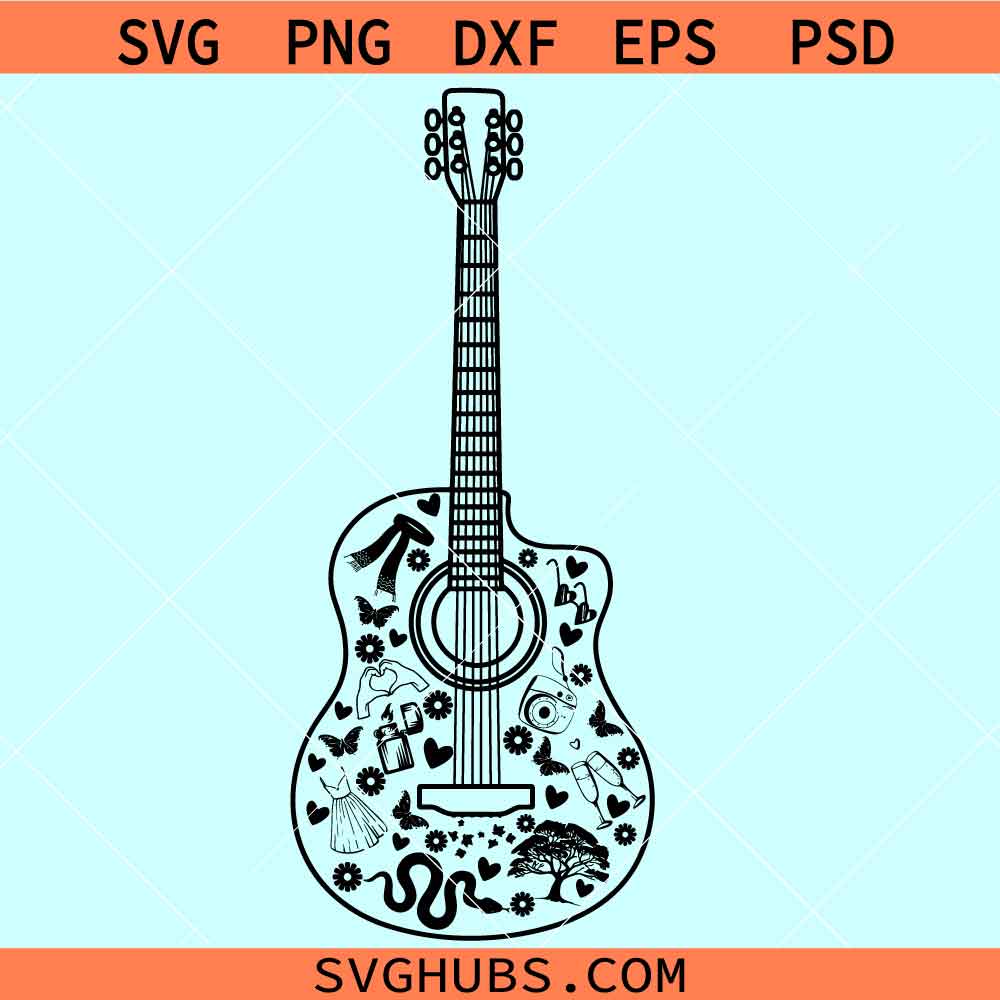 Taylor Swift Symbols Guitar SVG, Taylor Guitar Svg, Eras Tour SVG