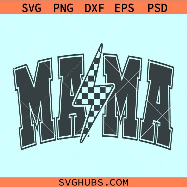 Mama Lightning bolt checkered SVG, Mama Lightning bolt svg, mama ...