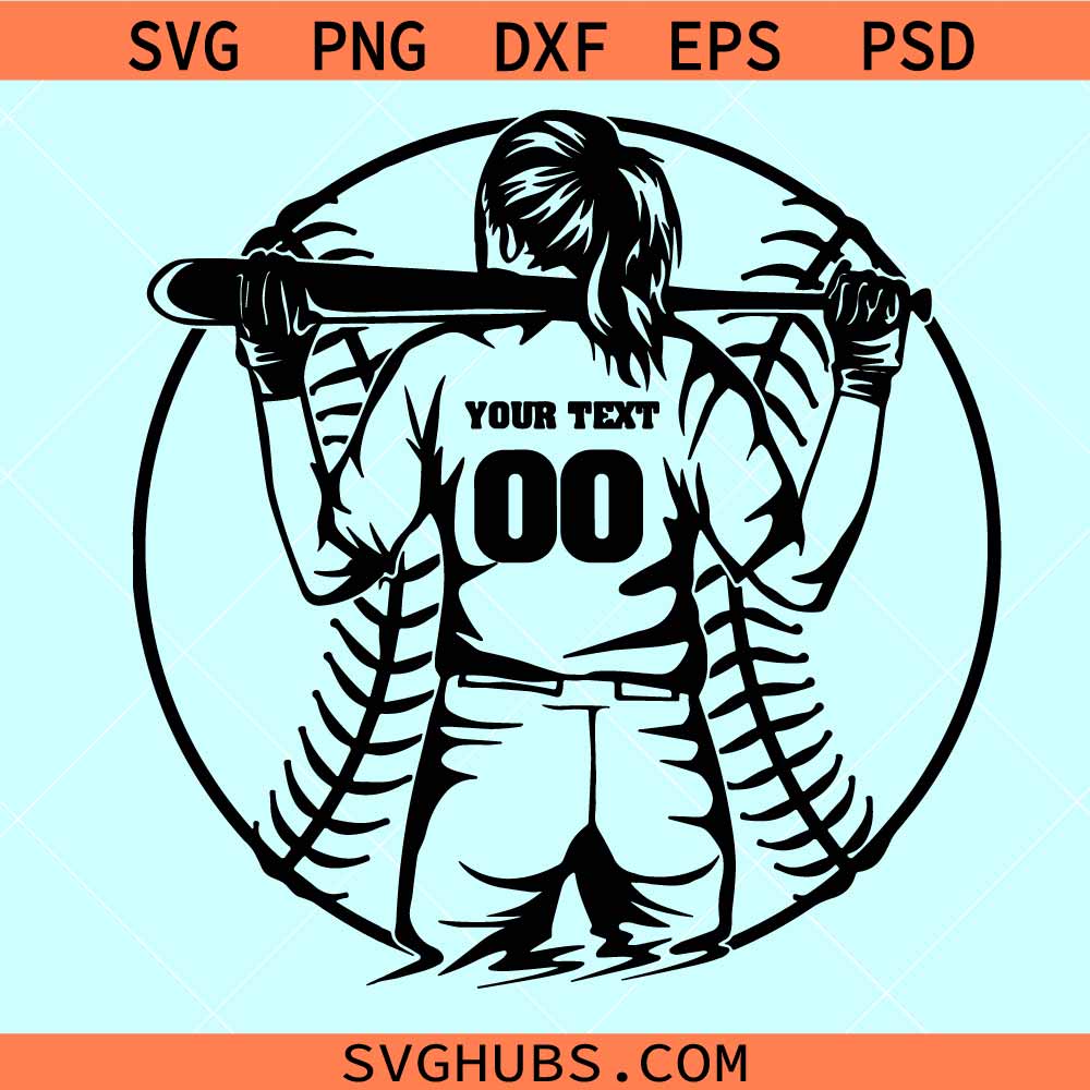 Softball Girl With Swing Svg Girl Softball Svg Baseball Game Svg