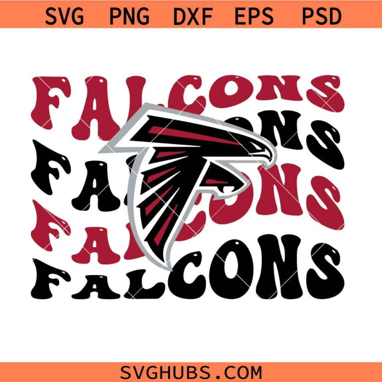 Falcon retro wavy SVG, Falcons Pride Svg, Sports SVG, Falcons Football SVG