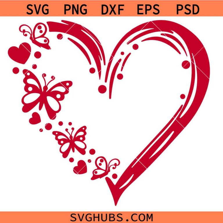 Butterfly heart SVG, Heart SVG with Butterflies SVG, Valentine Svg