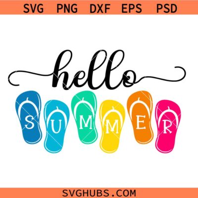 Hello summer flip flops SVG, Summer Sign svg, Summer svg, Welcome ...