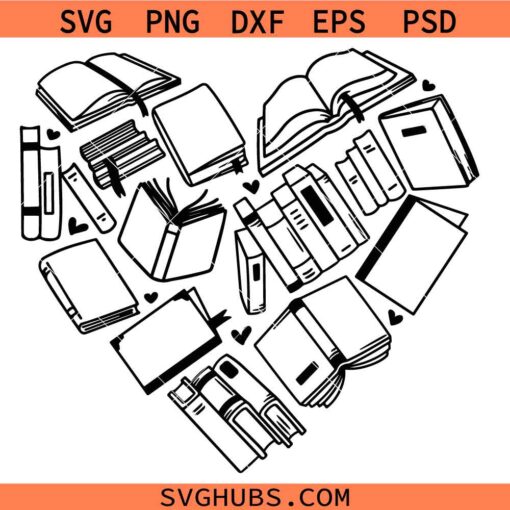 Books Heart SVG, Book Lover SVG, Teacher SVG, Reading SVG, Bookish SVG