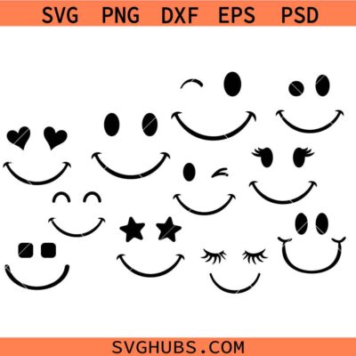Smiley Face SVG, Smiley Face Bundle SVG, Happy Face SVG, Emoji Icons SVG