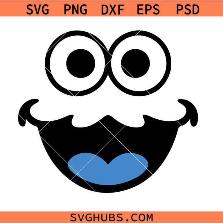 Blue Monster Head SVG, Blue Monster Face SVG, Monster Head SVG