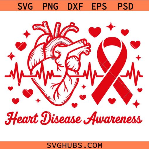 Heart Disease Awareness Svg Png, Medical Awareness Svg Png, Red Heart ...